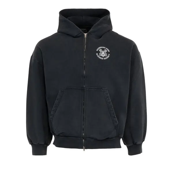 Balenciaga Paris Zip Front Hoodie 'faded Washed /white