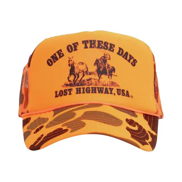 ONE OF THESE DAYS Lost Highway Trucker Camo - Orange