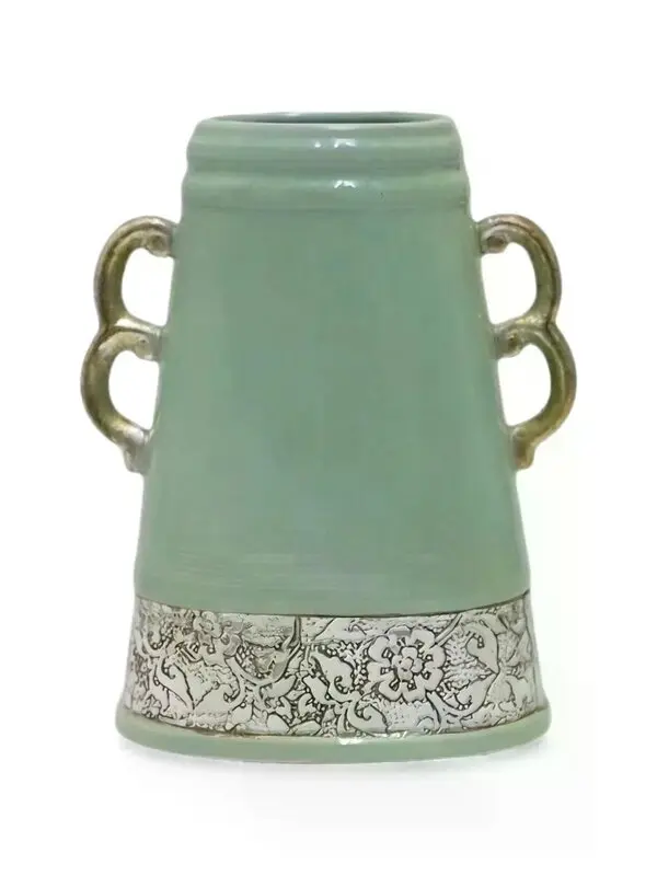 ENZO DE GASPERI Floral-embossed Twin-handle Vase - Green