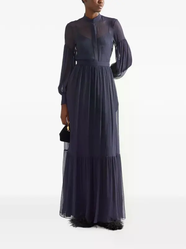 Erdem Sheer Blouson-sleeve Blouse