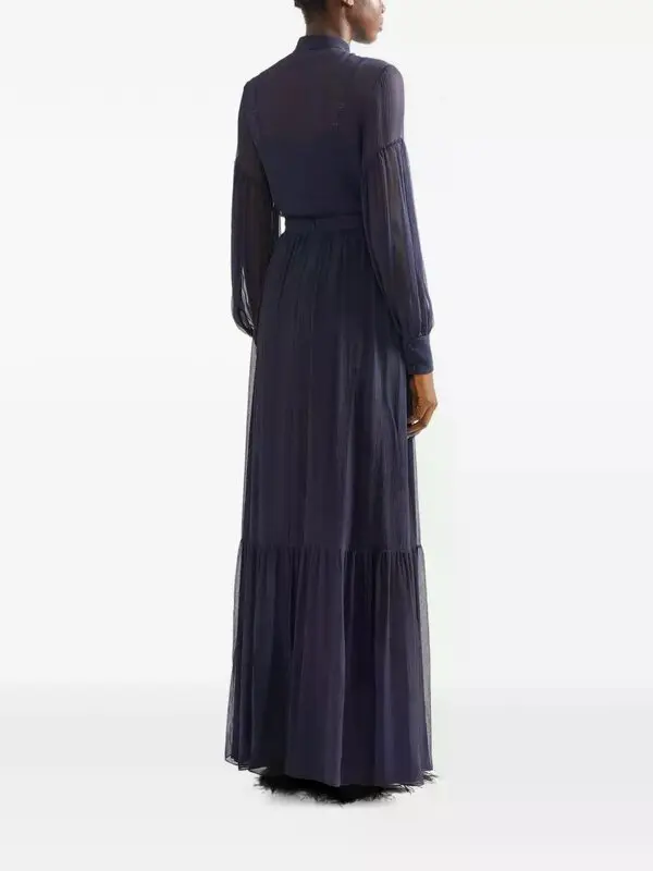 Erdem Sheer Blouson-sleeve Blouse