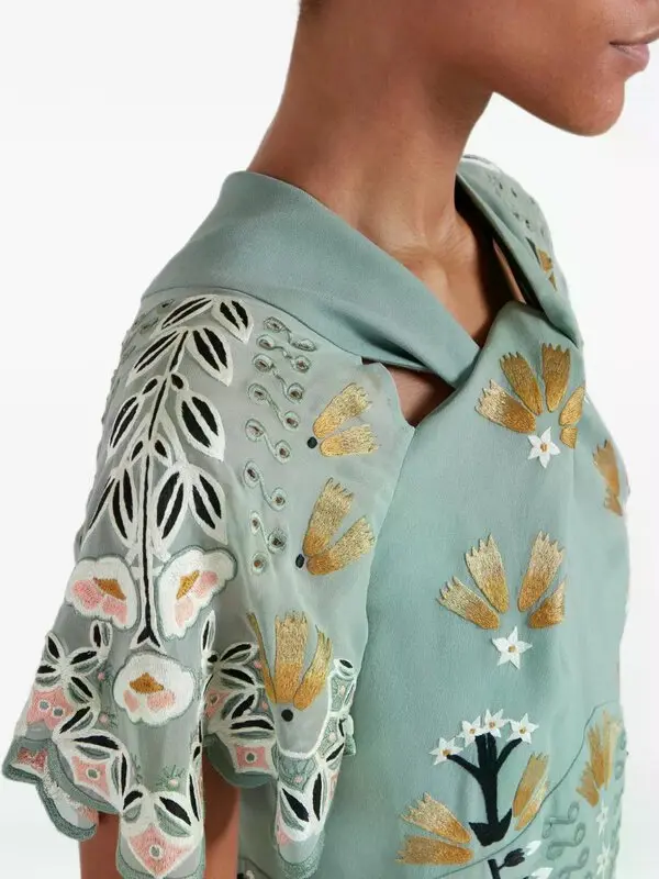 TEMPERLEY LONDON Embroidered Scalloped-edge Midi Dress - Green