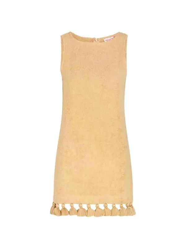 Cap D'antibes Manon Sleeveless Mini Dress With Tassel Trim - Neutrals