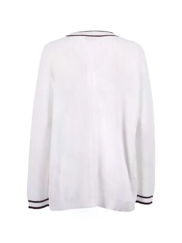 KANGRA Sequin-embellished Striped Trim Cardigan