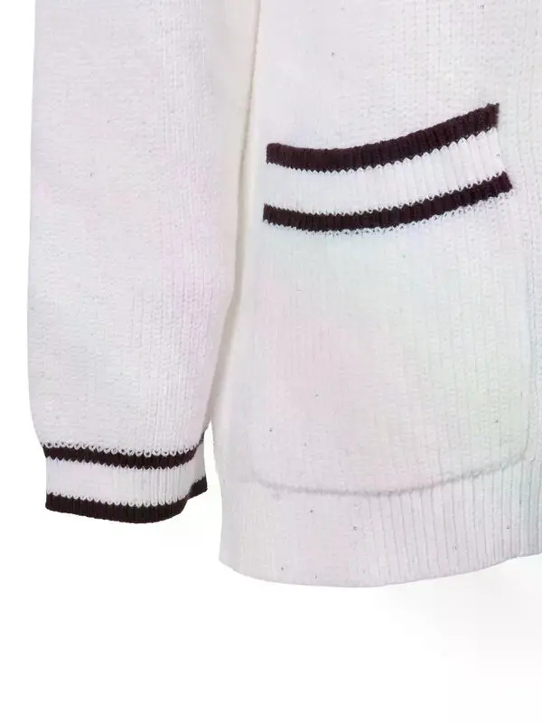 KANGRA Sequin-embellished Striped Trim Cardigan