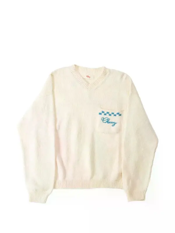 CHERRY LA V-neck Sweater With Embroidered Logo Pocket