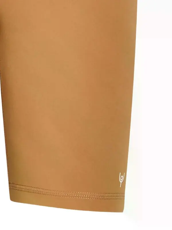NOW YOU LIVE High-waisted Logo-print Stretch Shorts - Neutrals