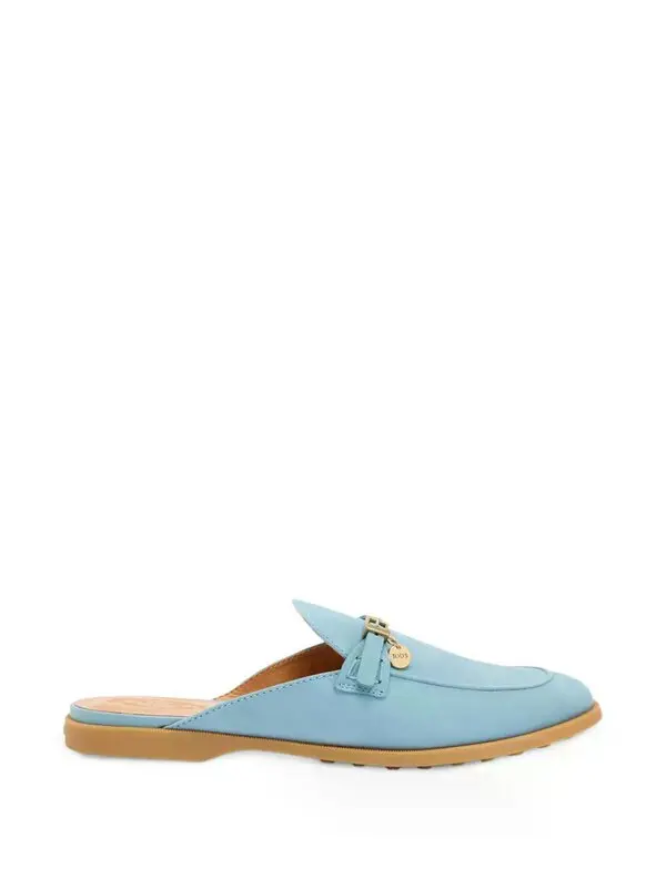 TOD'S Buckle-detail Leather Mules - Blue
