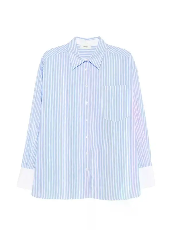 VICOLO Vertical Stripe Contrast Cuff Shirt