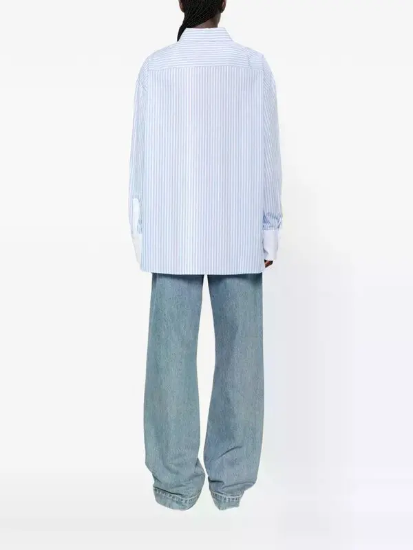 VICOLO Vertical Stripe Contrast Cuff Shirt