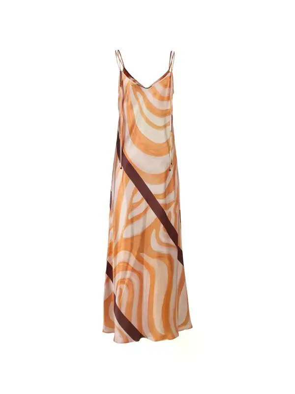 Antonelli Firenze Abstract Print Silk Maxi Dress