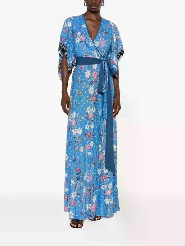 Diane Von Furstenberg Floral Print Wrap Maxi Dress