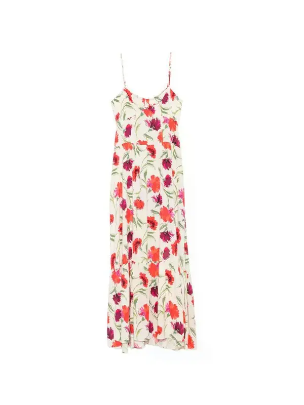 Diane Von Furstenberg Floral Print Tiered Maxi Dress