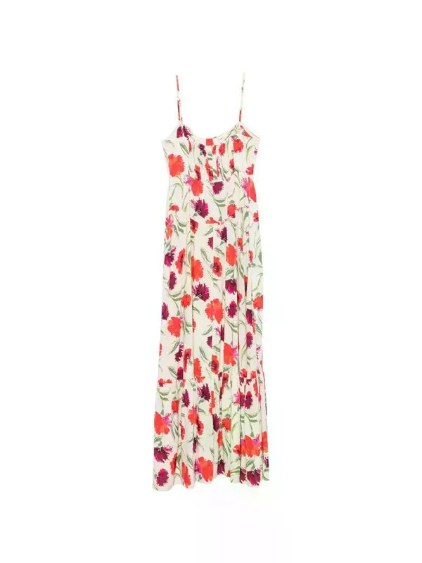 Diane Von Furstenberg Floral Print Tiered Maxi Dress