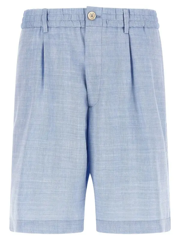 Brunello Cucinelli Chevron Textured Bermuda Shorts - Blue
