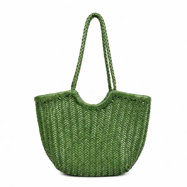 RIMINI Hand Woven Calf Leather Tote - Green