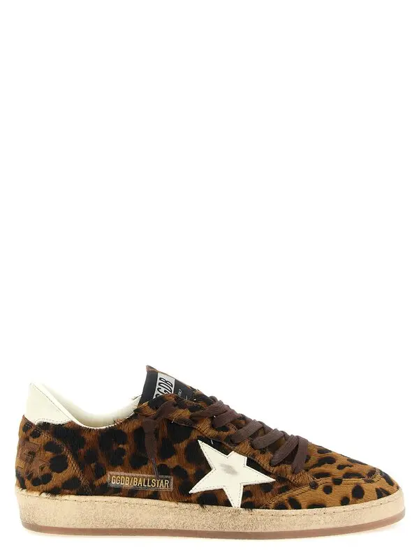 GOLDEN GOOSE Ball Star" Leopard Print Pony Hair Sneakers - Brown