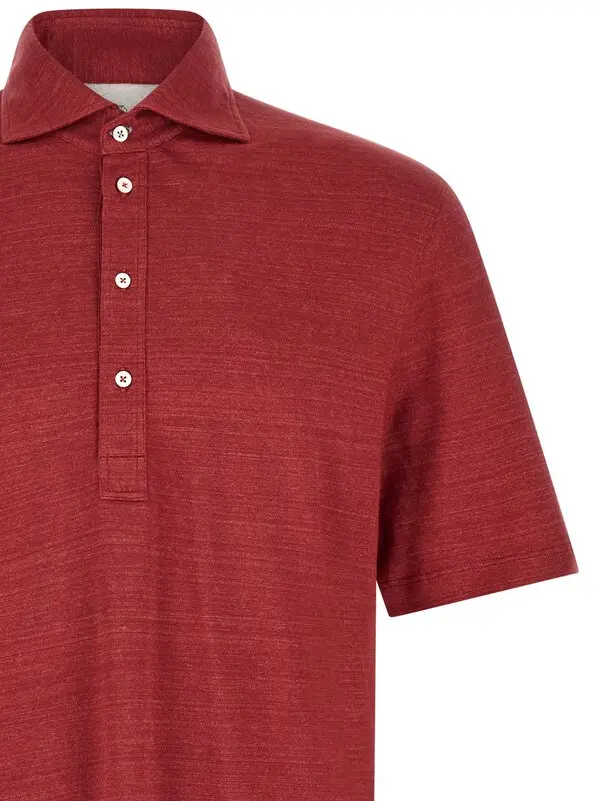 Brunello Cucinelli Polo Jersey Mélange - Red