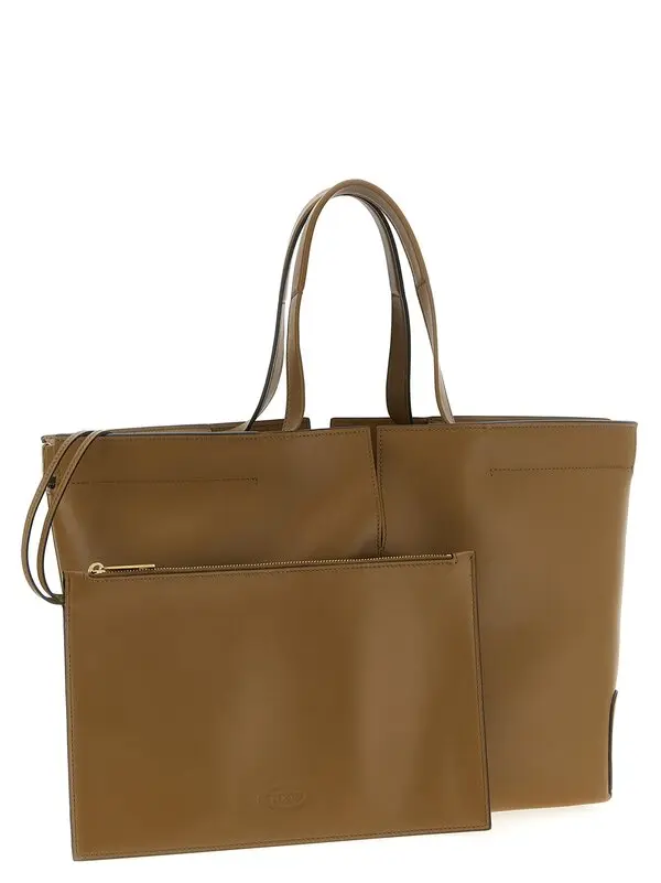 TOD'S Medium-small Di Bag Folio Shopping Bag In Calf Leather - Green