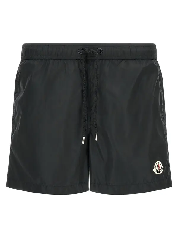 Moncler Logo Patch Swim Shorts - Black