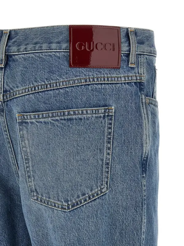 Gucci Délavé Effect Denim Jeans - Blue