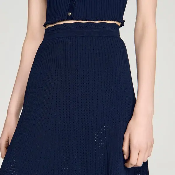 Sandro Pointelle Knit Maxi Skirt
