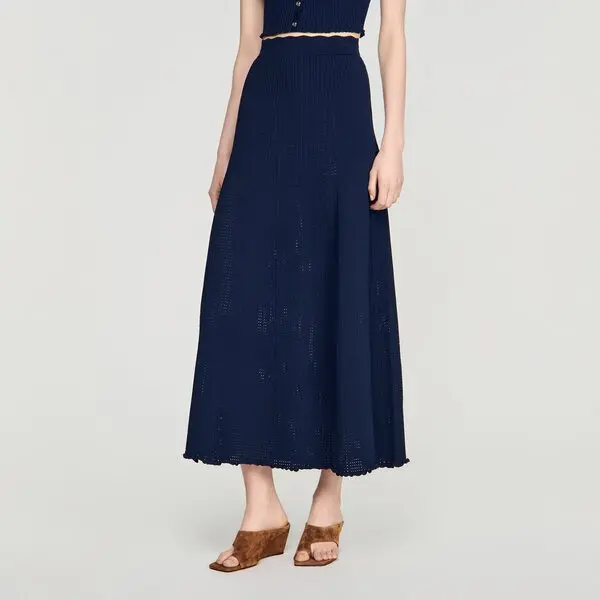 Sandro Pointelle Knit Maxi Skirt