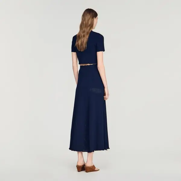 Sandro Pointelle Knit Maxi Skirt