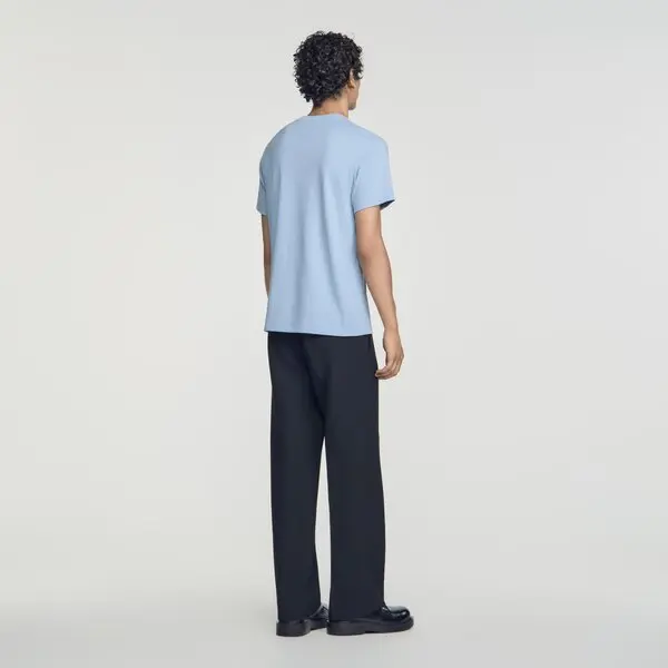 Sandro Cotton Logo T-shirt - Blue Grey