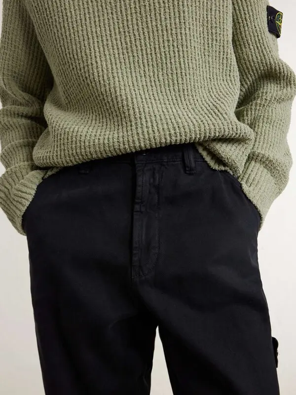 Stone Island Logo-appliquéd Straight-leg Cotton-canvas Trousers