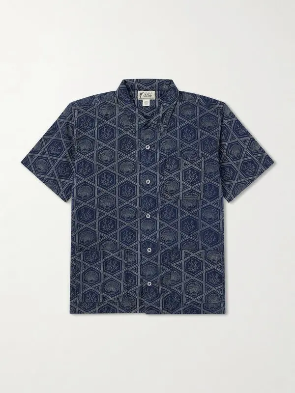 Ralph Lauren Printed Linen And Cotton-blend Shirt - Blue