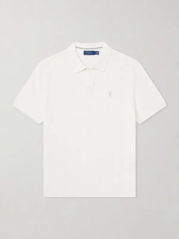 Polo Ralph Lauren Logo-embroidered Cotton And Linen-blend Polo Shirt - White