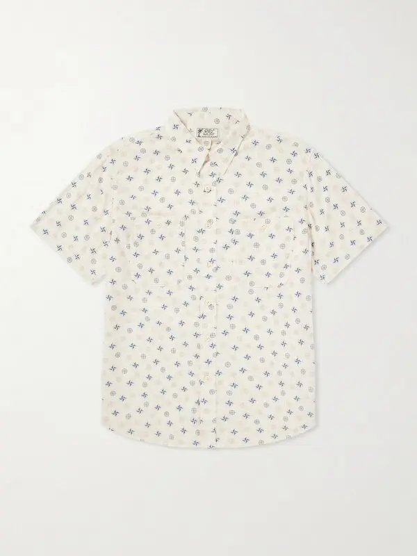 Ralph Lauren Printed Linen And Cotton-blend Shirt - Neutrals