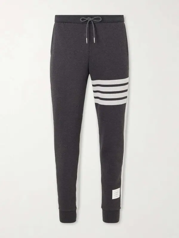 Thom Browne Tapered Striped Cotton-jersey Sweatpants
