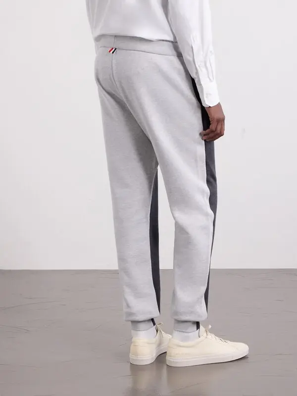 Thom Browne Tapered Striped Cotton-jersey Sweatpants - Gray