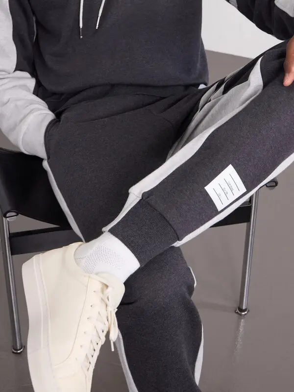 Thom Browne Tapered Striped Cotton-jersey Sweatpants - Gray