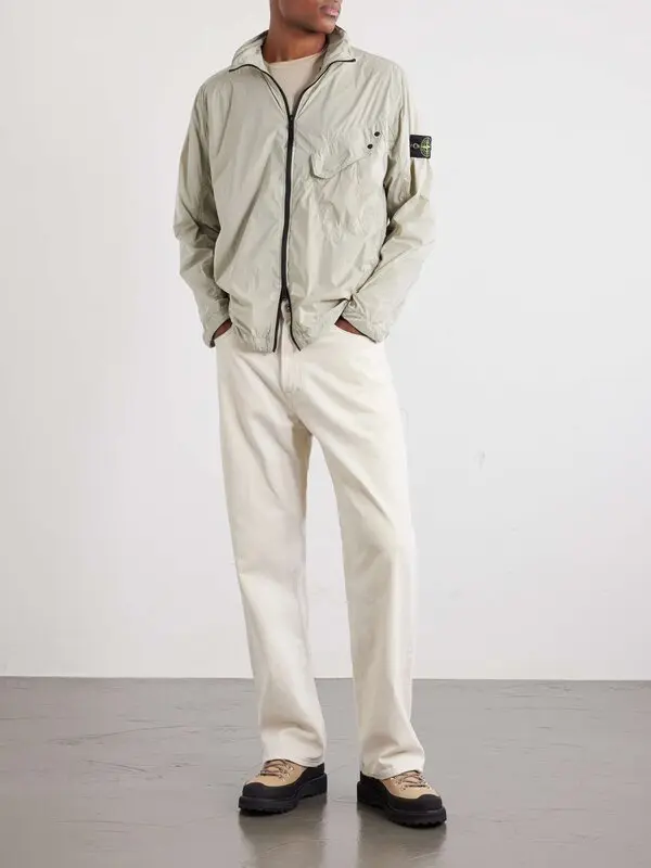 Stone Island Logo-appliquéd Garment-dyed Shell Jacket