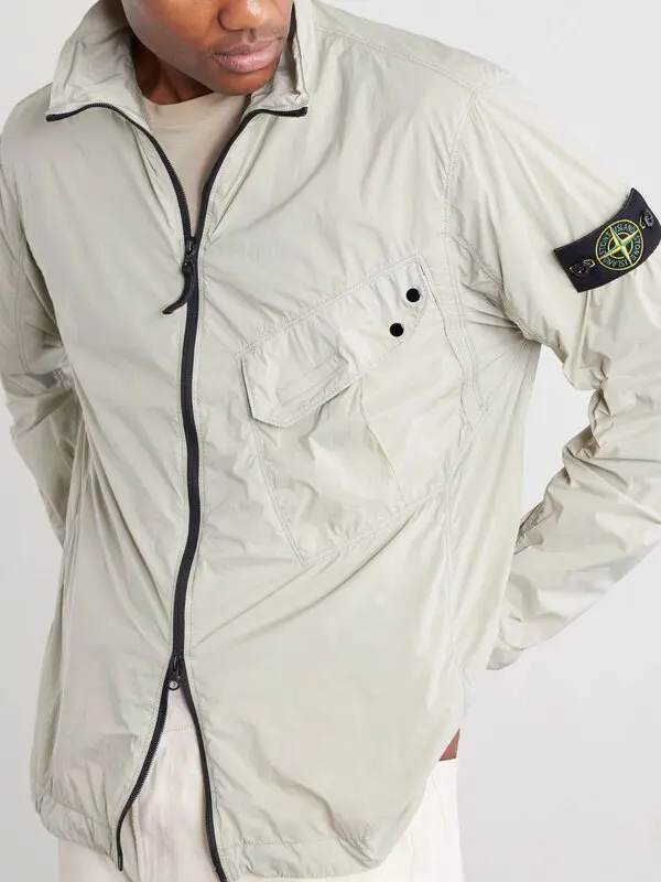 Stone Island Logo-appliquéd Garment-dyed Shell Jacket