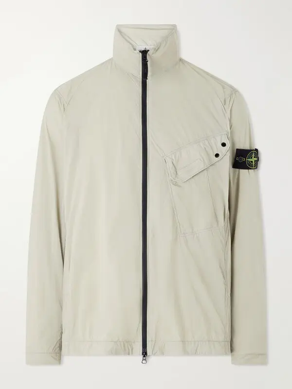 Stone Island Logo-appliquéd Garment-dyed Shell Jacket