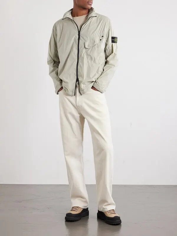 Stone Island Logo-appliquéd Garment-dyed Shell Jacket