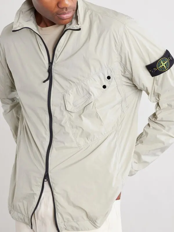 Stone Island Logo-appliquéd Garment-dyed Shell Jacket