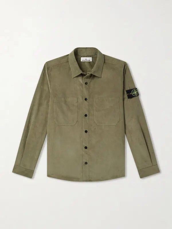 Stone Island Logo-appliquéd Organic Cotton-corduroy 880 Shirt