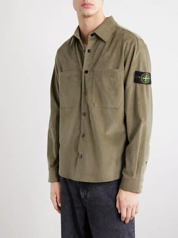 Stone Island Logo-appliquéd Organic Cotton-corduroy 880 Shirt