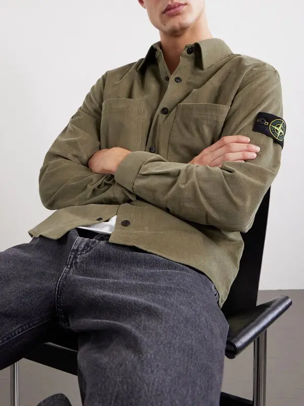 Stone Island Logo-appliquéd Organic Cotton-corduroy 880 Shirt