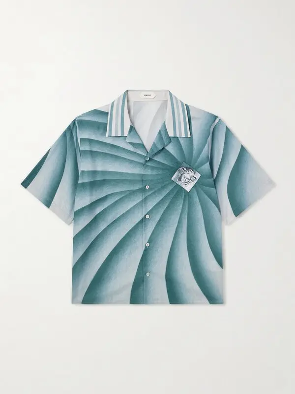 Versace Camp-collar Cotton-poplin Shirt