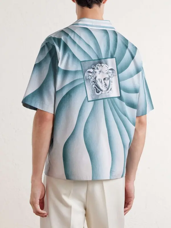 Versace Camp-collar Cotton-poplin Shirt