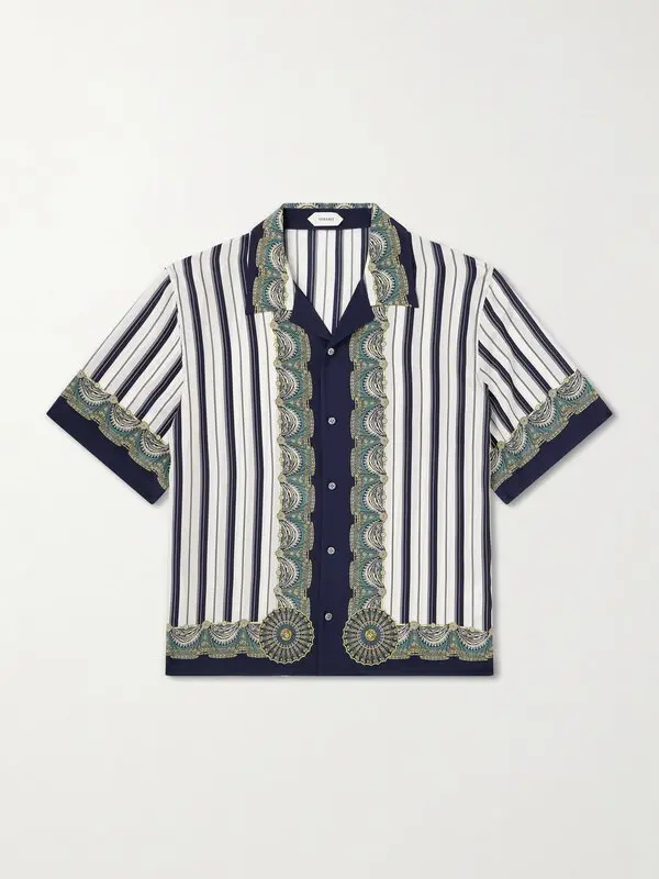 Versace Striped Silk-crepe De Chine Shirt