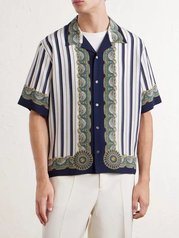 Versace Striped Silk-crepe De Chine Shirt