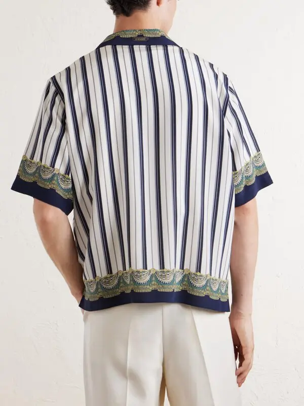 Versace Striped Silk-crepe De Chine Shirt
