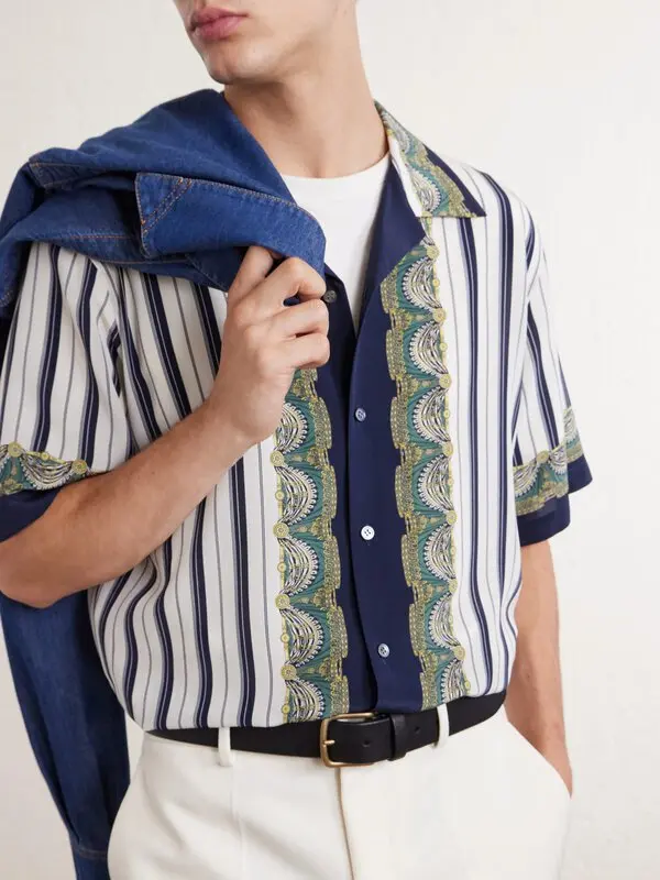 Versace Striped Silk-crepe De Chine Shirt